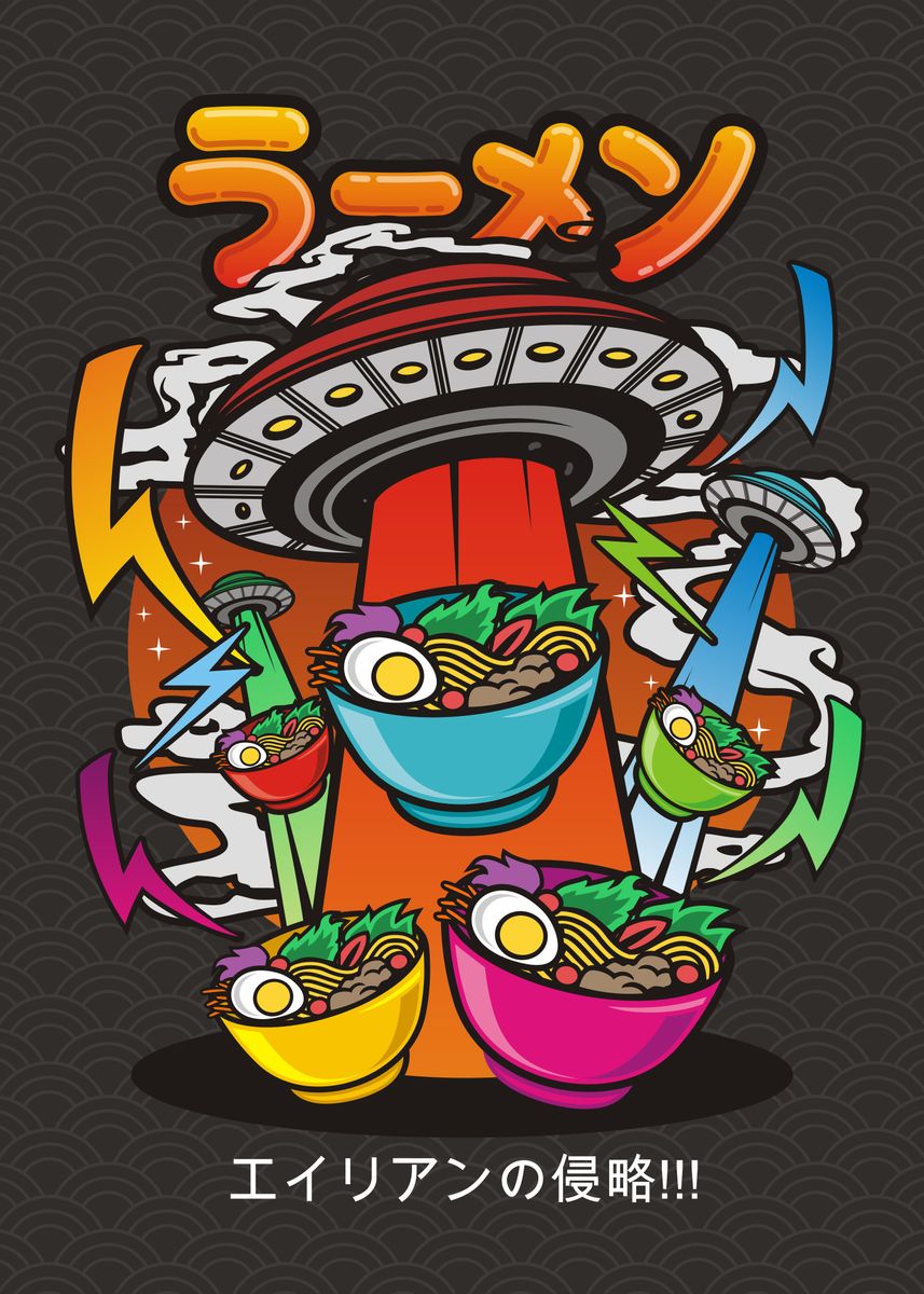 'Alien Ramen Attack' Poster by Kunyah | Displate