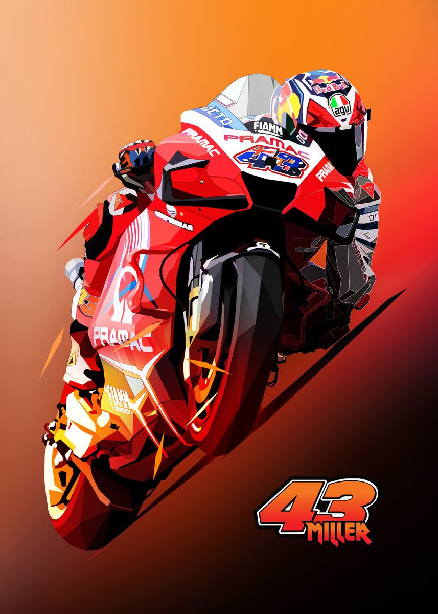'Jack Miller Low Poly' Poster, picture, metal print, paint by pxlG ...