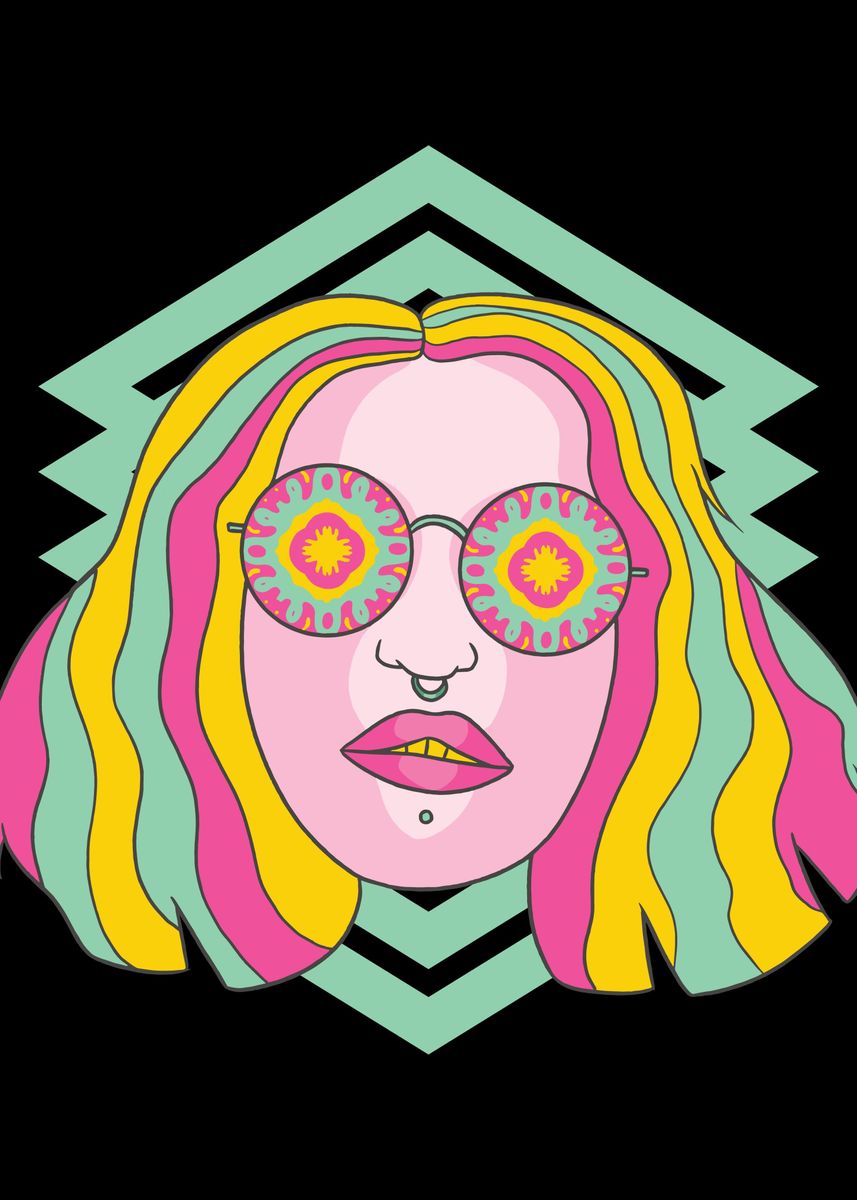 'Kaleidoscope Colorful Girl' Poster, picture, metal print, paint by ...