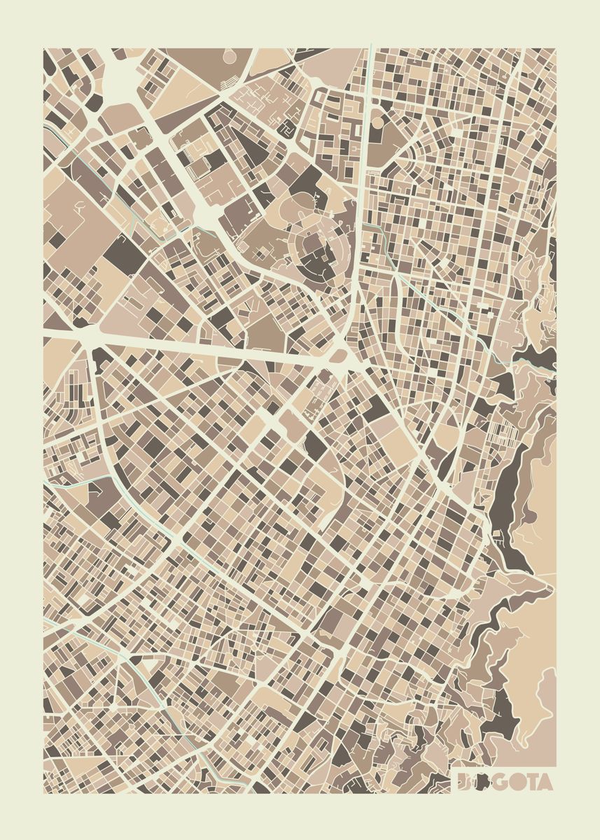 'Bogota city map' Poster by Minimalist map design | Displate