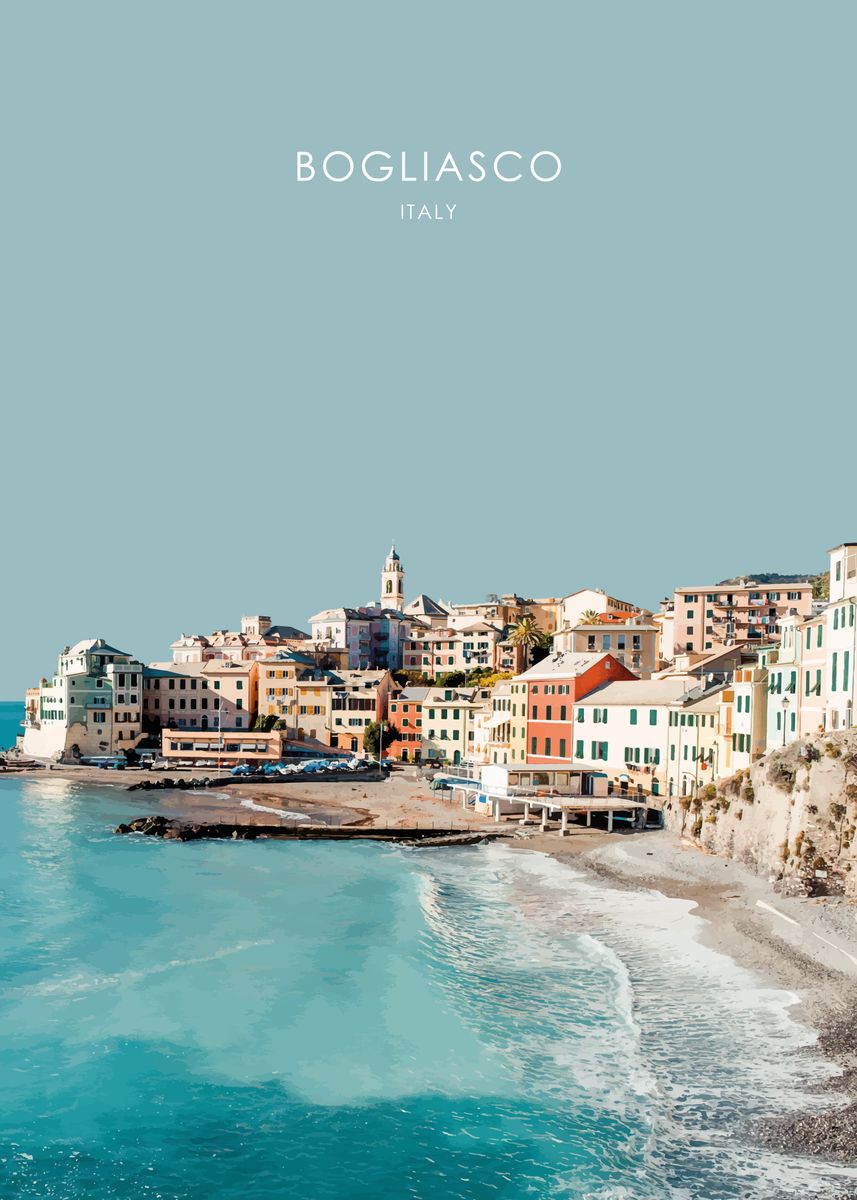 'Bogliasco Italy Travel Art' Poster, picture, metal print, paint by aio ...