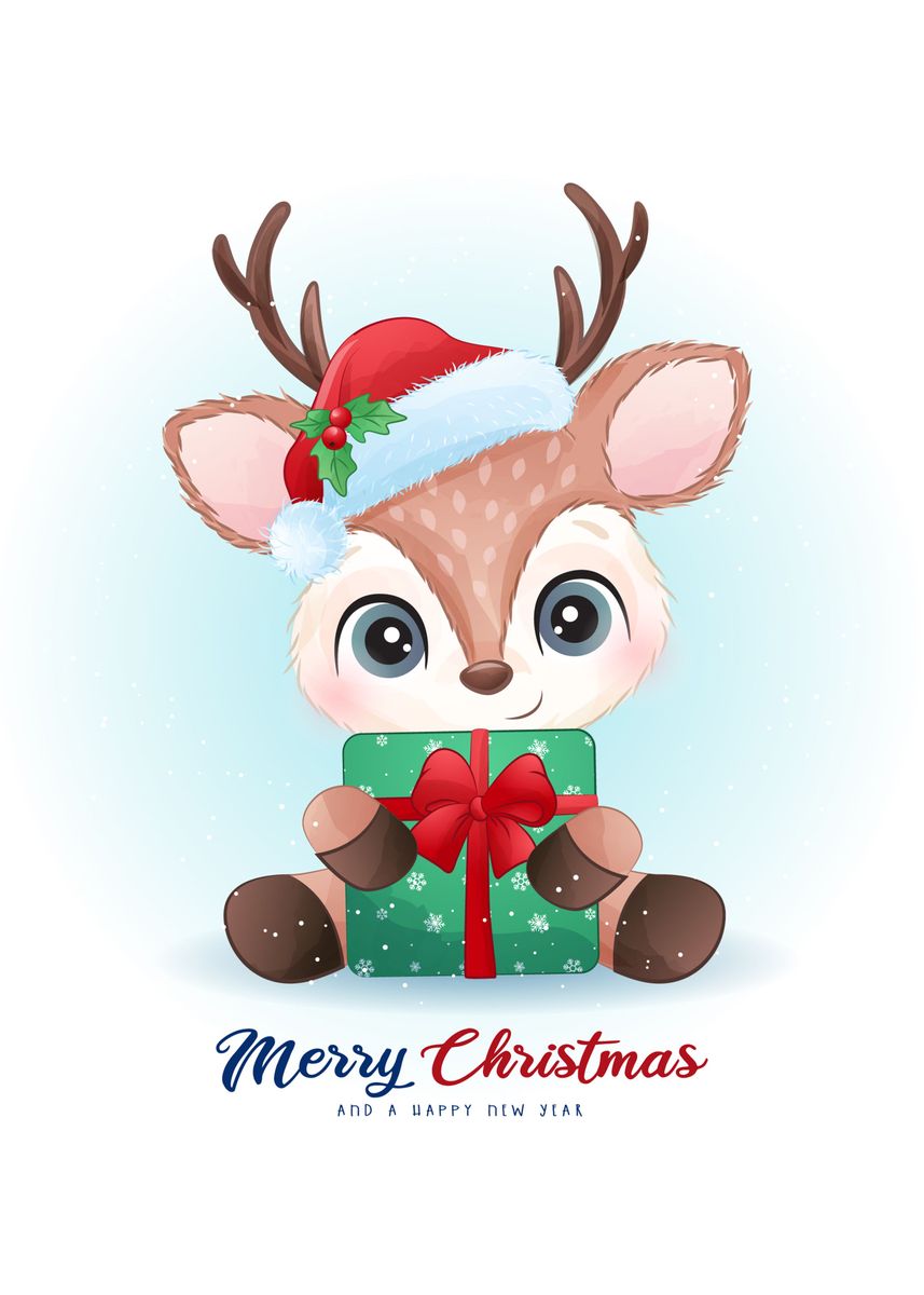 'Reindeer' Poster, picture, metal print, paint by Anime Manga | Displate