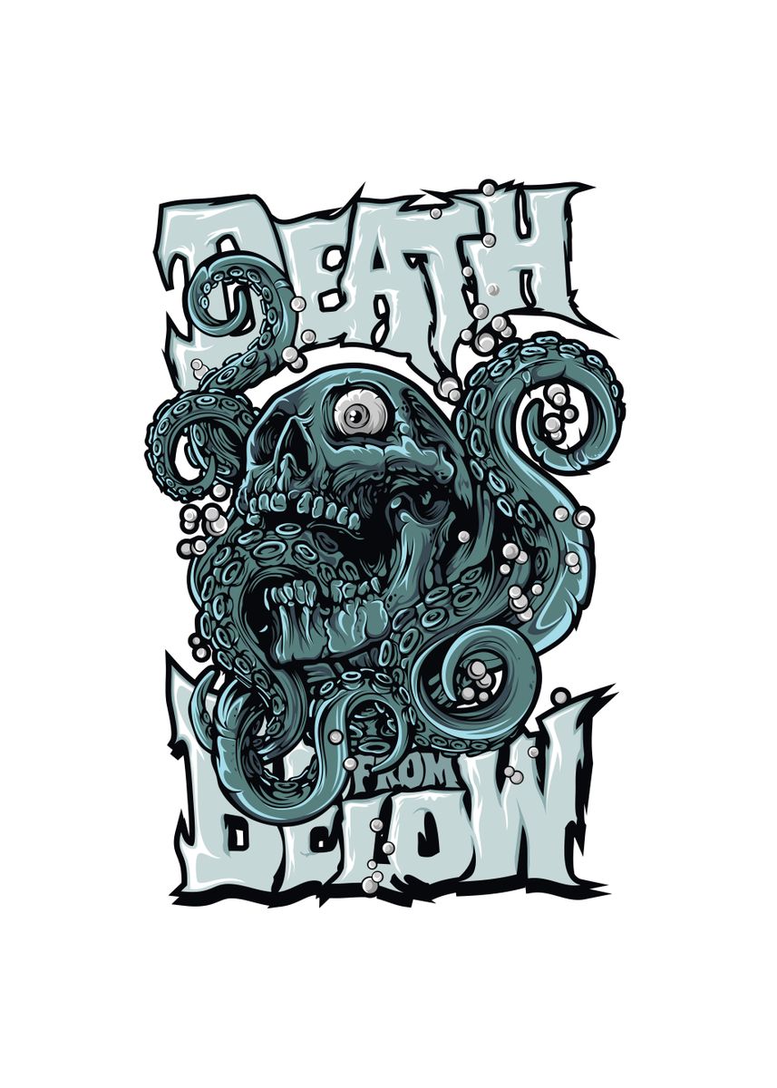 'Octopus Death from Below' Poster, picture, metal print, paint by ...