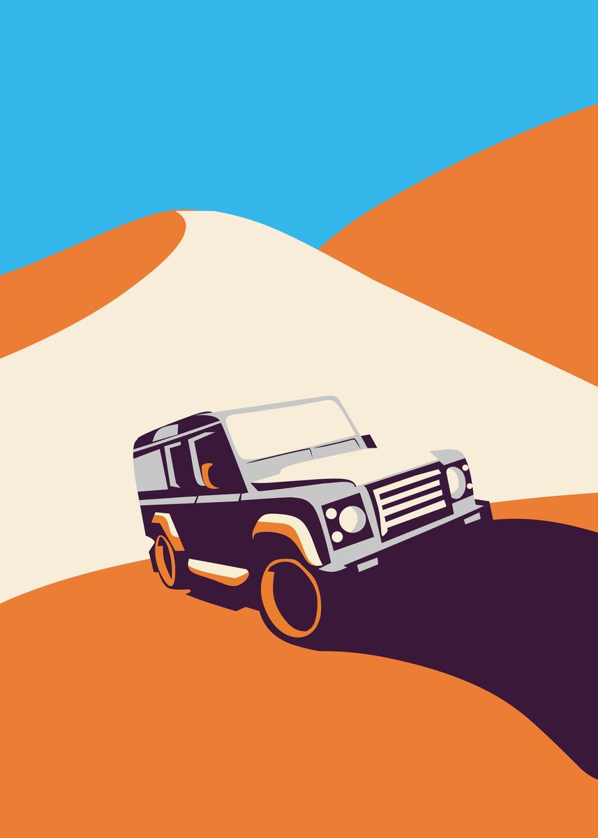 'Sahara Jeep flat' Poster by Infinix Art | Displate