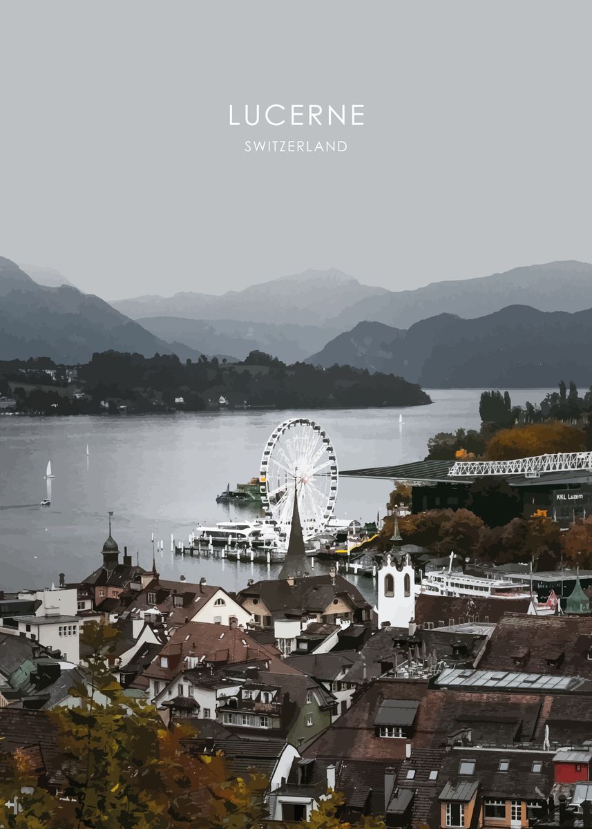 'Lucerne Travel Artwork' Poster, picture, metal print, paint by aio ...