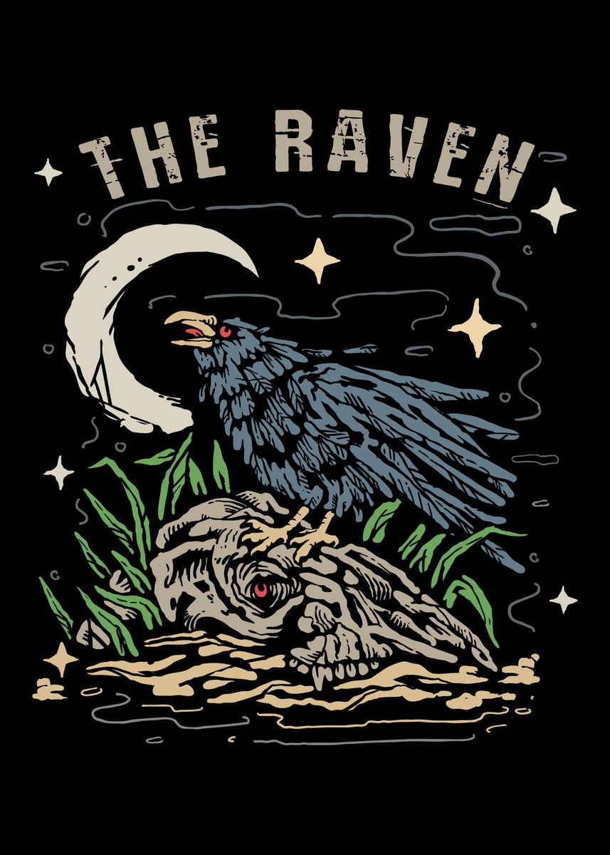 'Raven' Poster, picture, metal print, paint by Black and White | Displate