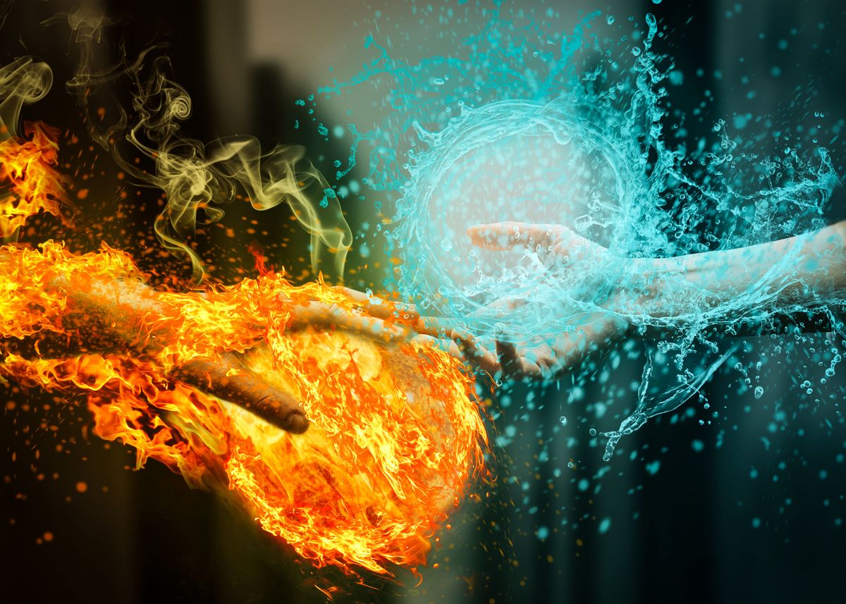 'Water vs Fire' Poster by Emy Meryart | Displate