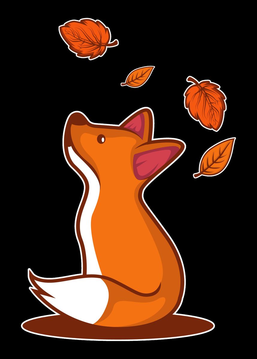 'Fox Leaf Nature Autumn Fan' Poster, picture, metal print, paint by ...