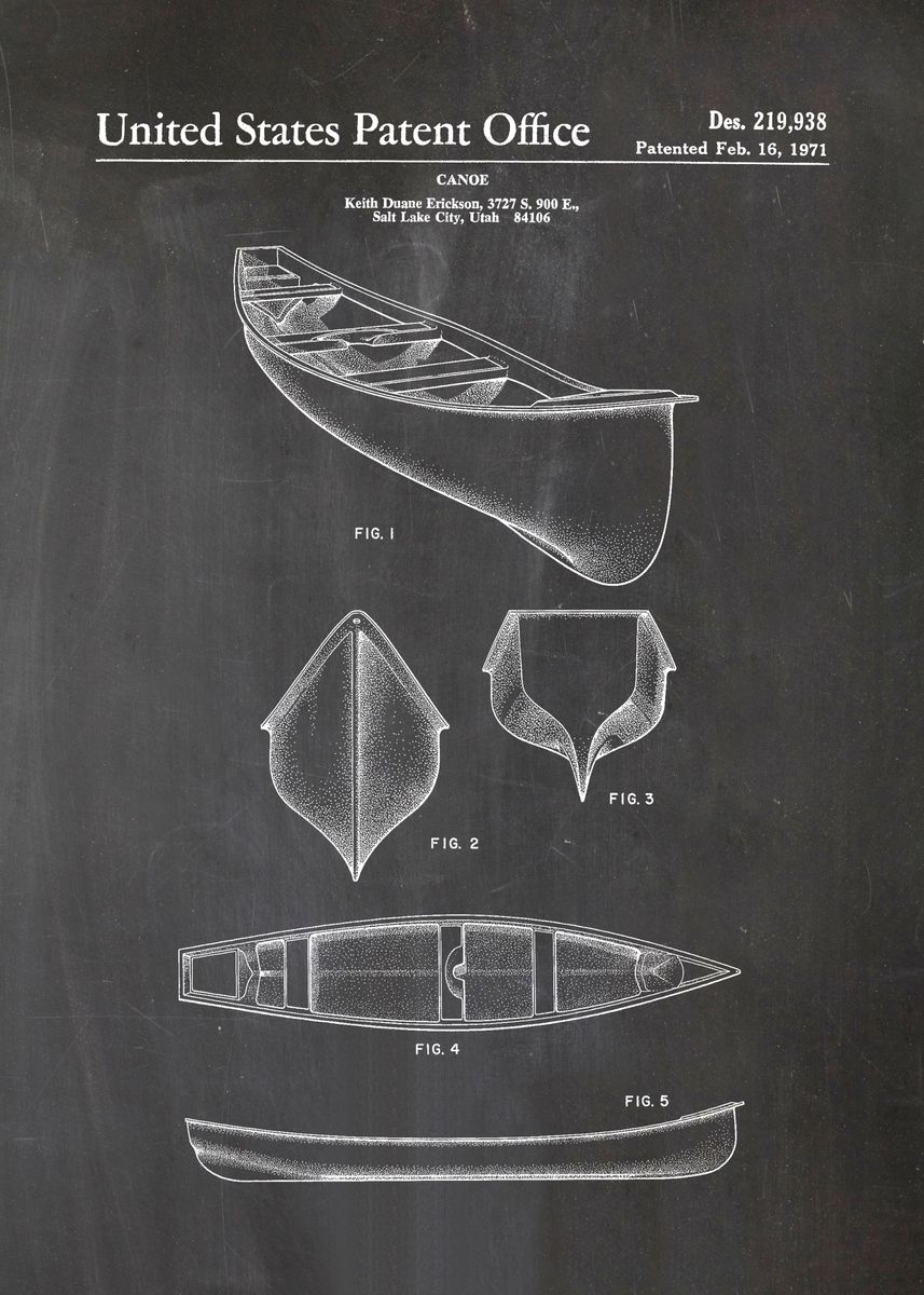 '11 Canoe Patent Print' Poster by Dusty Kuhlman | Displate