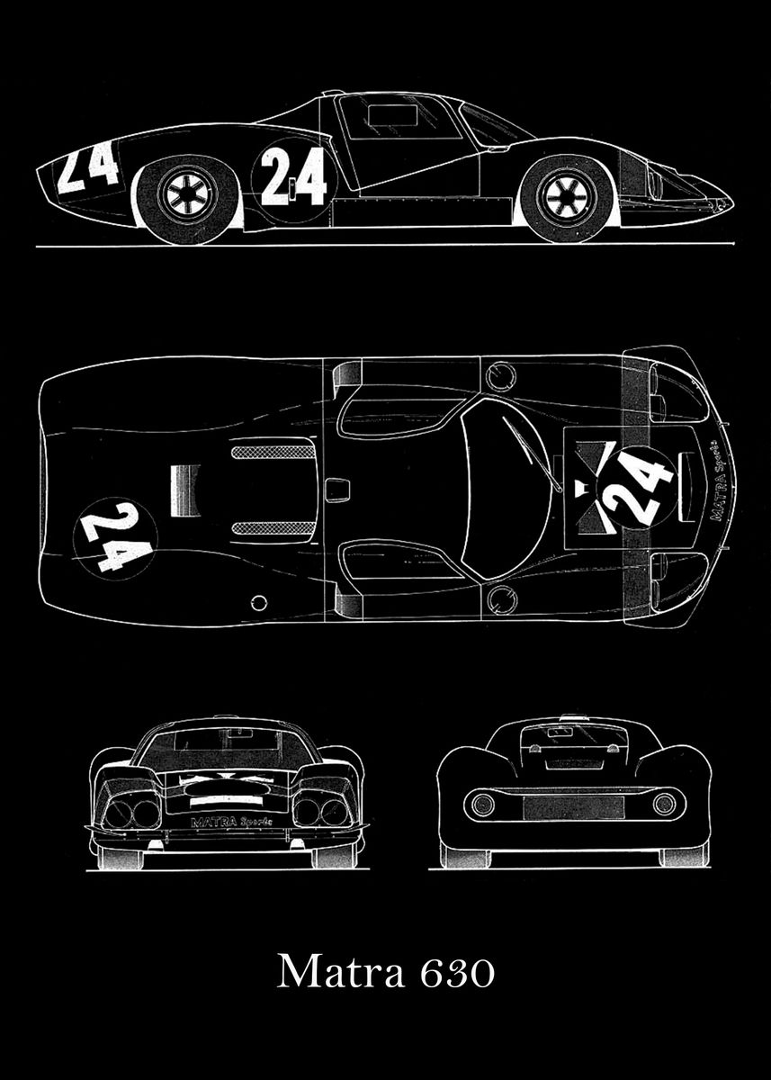 'Matra 630 Blueprint ' Poster by B & W Arts | Displate