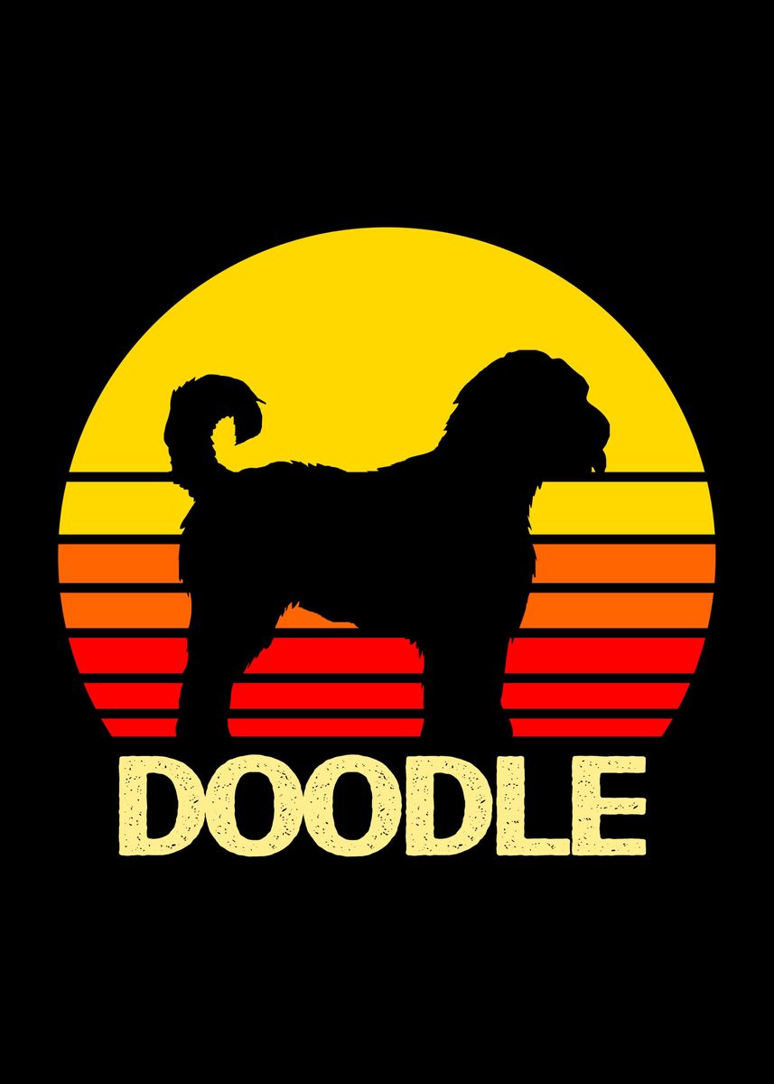 'Goldendoodle Sunset Dog' Poster, picture, metal print, paint by ...