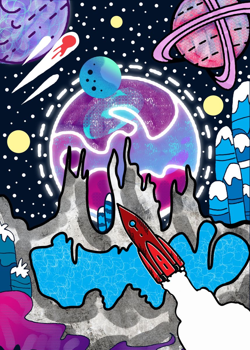 'Alien Planet Landscape' Poster, picture, metal print, paint by Crafty ...