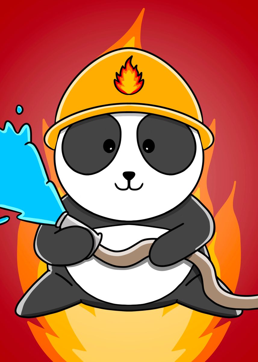 'Cute Panda FireMan' Poster by Hawaiian29 | Displate