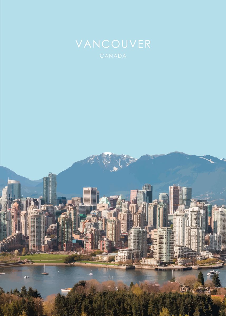 'Vancouver Skyline Artwork' Poster, picture, metal print, paint by Alo ...