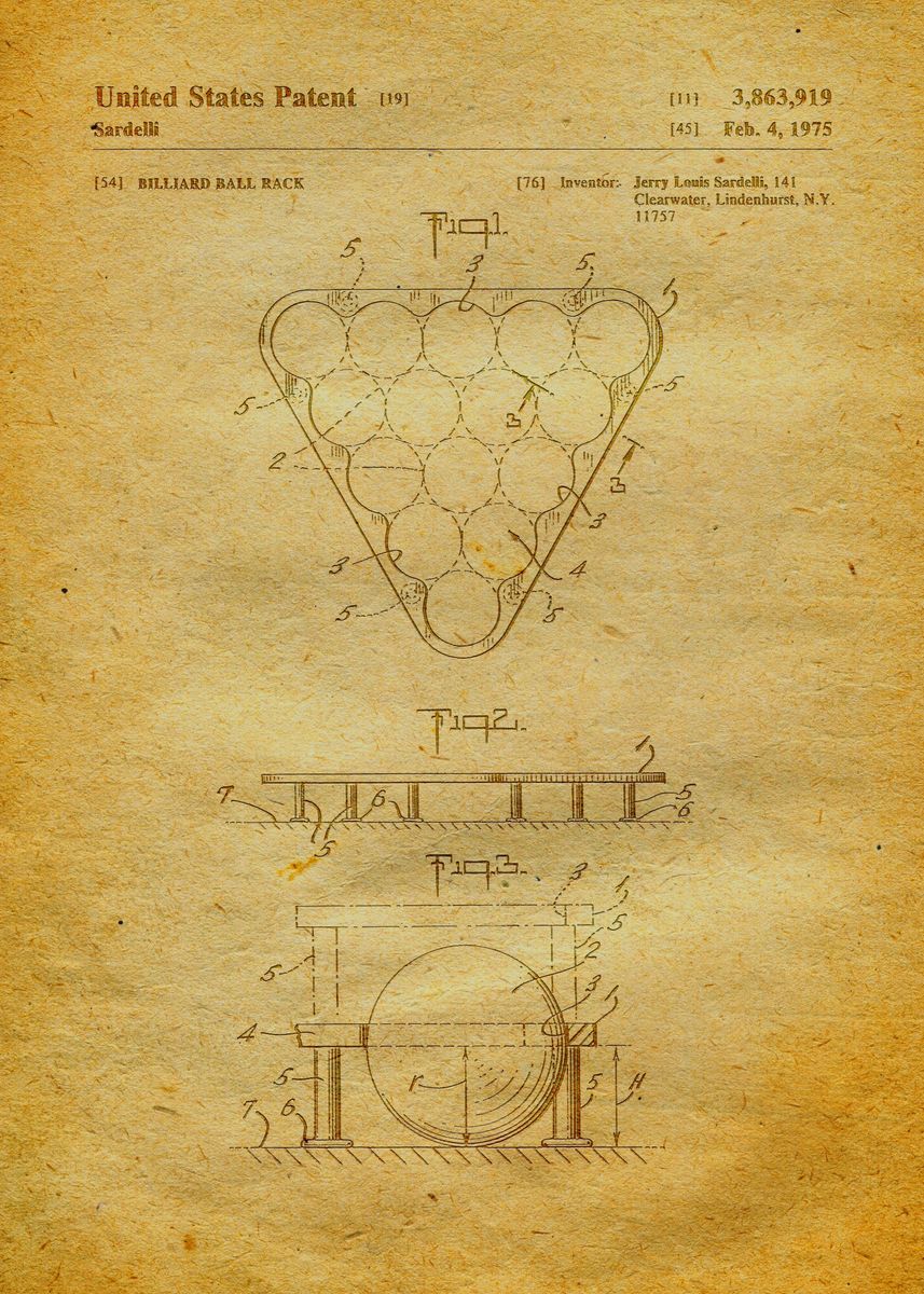 '46 Billiard Ball Rack Pat' Poster by Gloria Grant | Displate