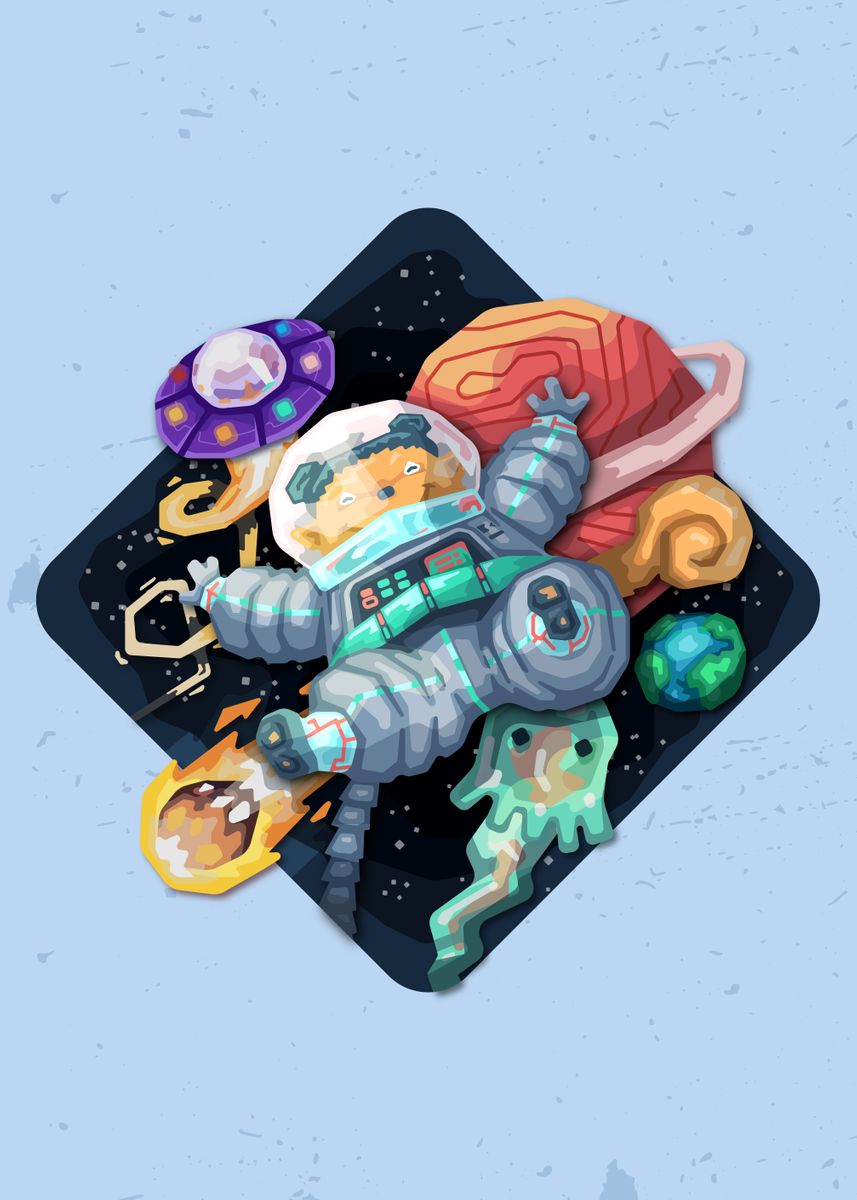 'Alien in the galaxy' Poster, picture, metal print, paint by Mark ...