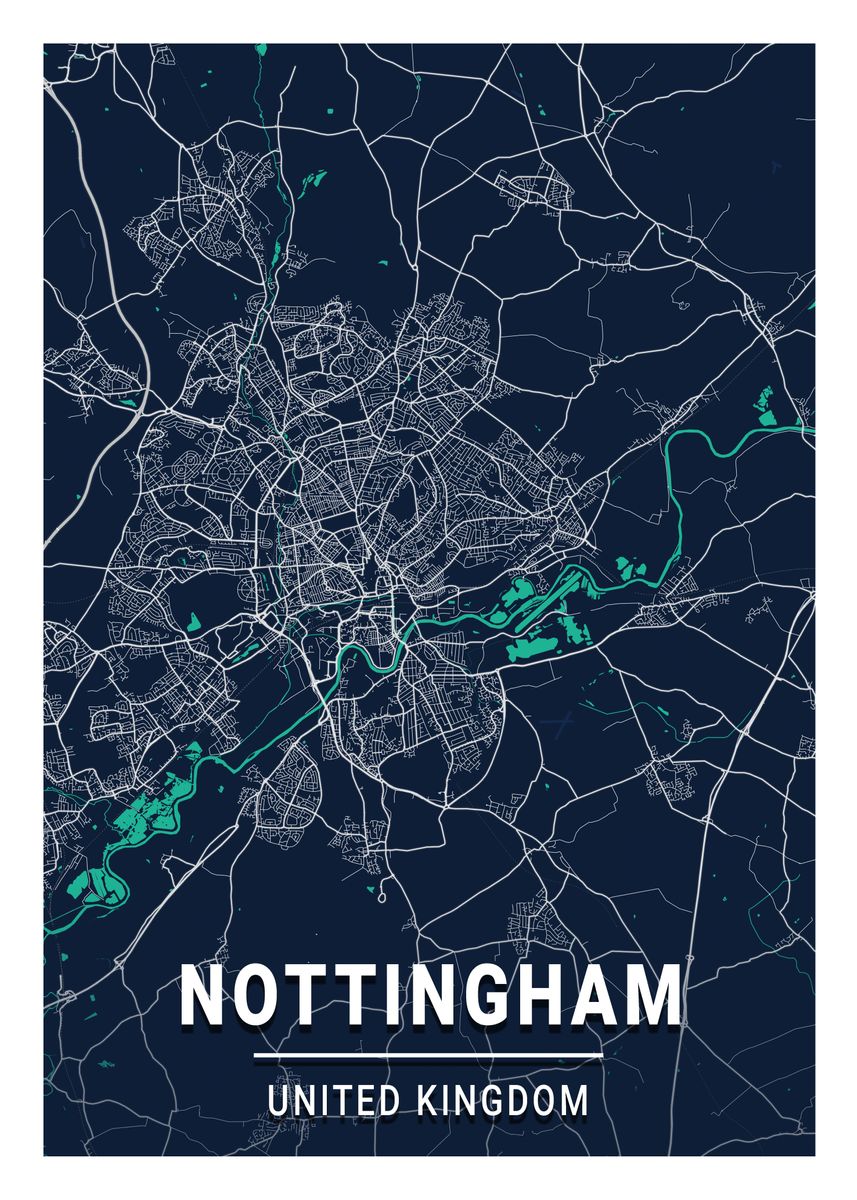 'Nottingham Blue Dark Color' Poster, picture, metal print, paint by ...