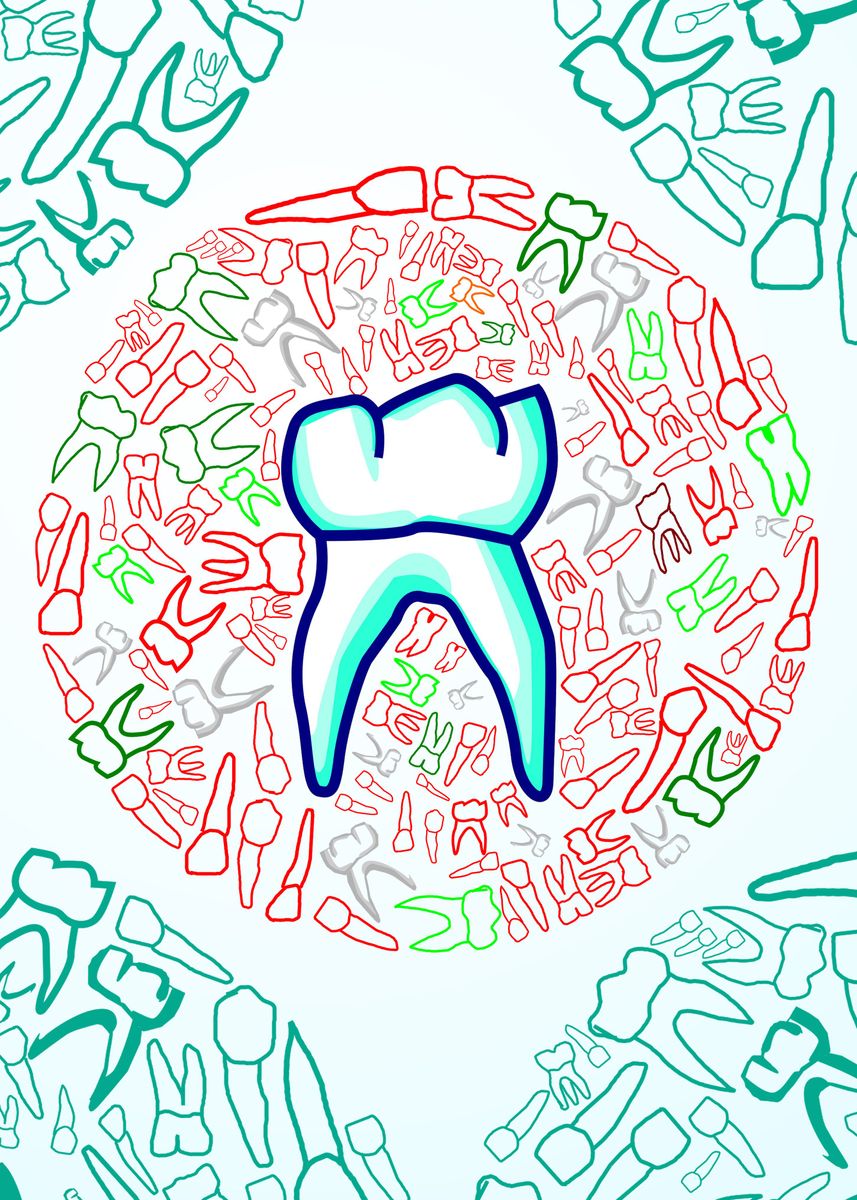 'Teeth Tooth pattern doodle' Poster, picture, metal print, paint by ...