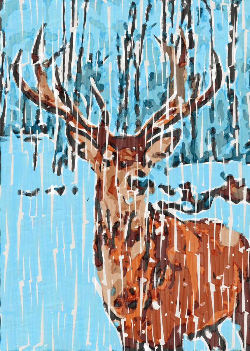 'THE REINDEER PORTRAIT' Poster, picture, metal print, paint by ASP ARTS ...