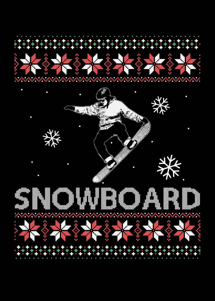 'Snowboard Ugly Christmas' Poster by TW Design | Displate