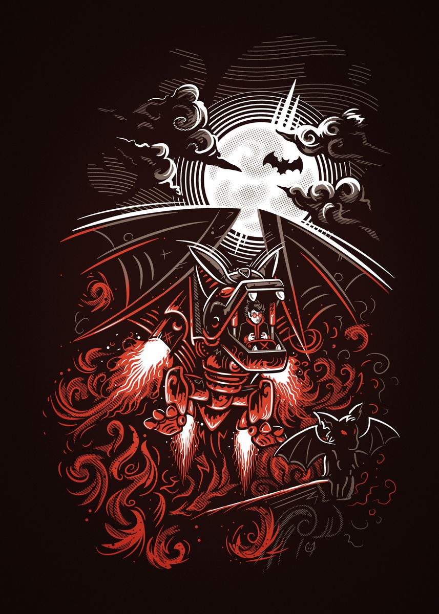 'RoBat the Robot Bat' Poster by Patrick Zedouard c0y0te7 | Displate