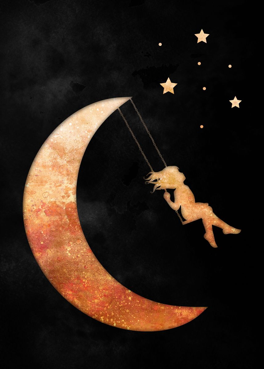 'Golden Swing' Poster, picture, metal print, paint by Cris de Almeida ...