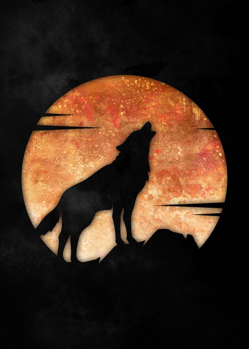 'Golden Howling Wolf' Poster, picture, metal print, paint by Cris de ...