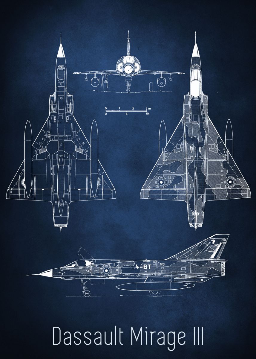 'Dassault Mirage III' Poster, picture, metal print, paint by The ...