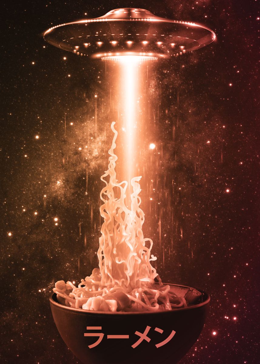 'Space Ramen Food UFO' Poster by Saphira Design | Displate