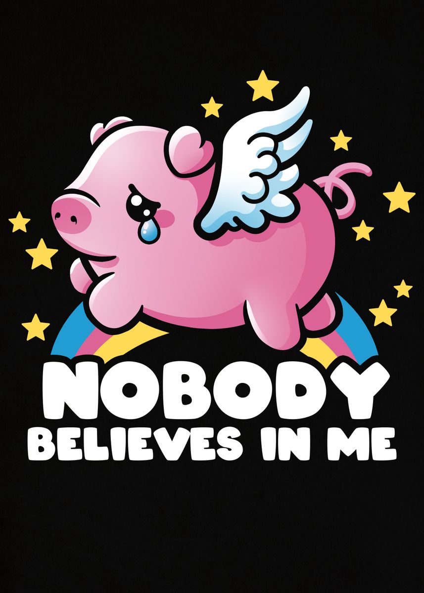 'Sad flying piggy' Poster, picture, metal print, paint by NemiMakeit ...