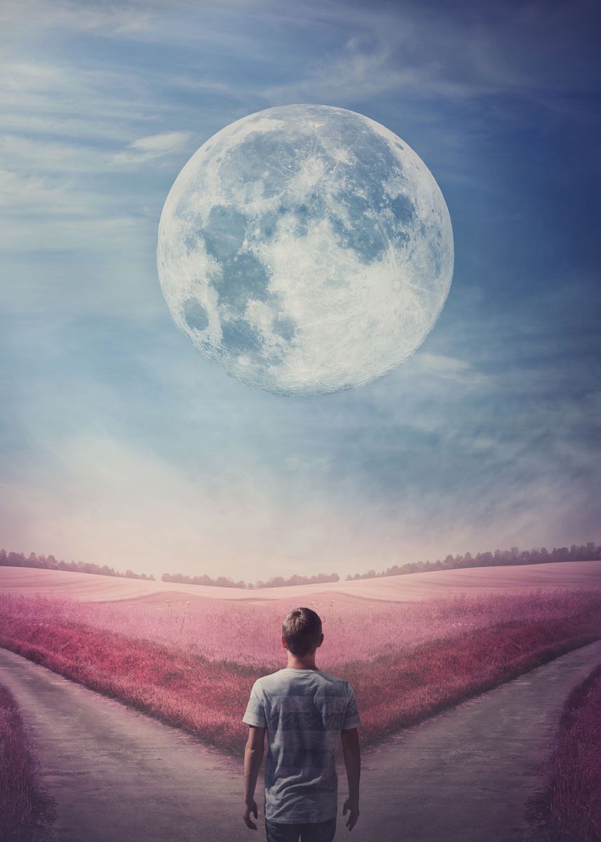 'follow the moon' Poster by PsychoShadow | Displate