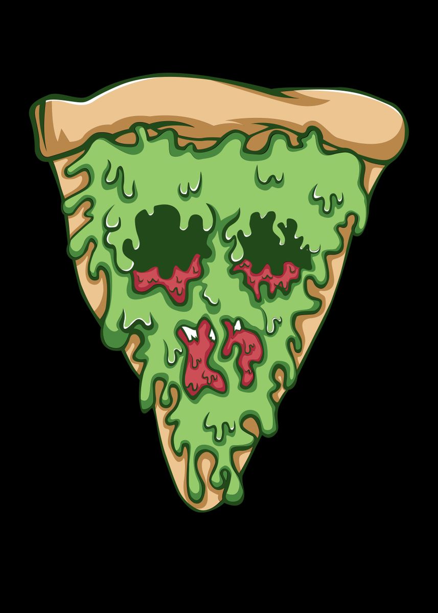 'Halloween Zombie Pizza' Poster, picture, metal print, paint by Monster ...