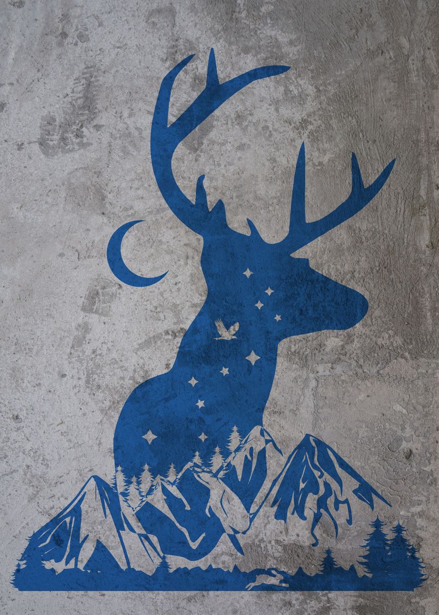 'GRAFFITI ELK BLUE' Poster, picture, metal print, paint by Atomic ...