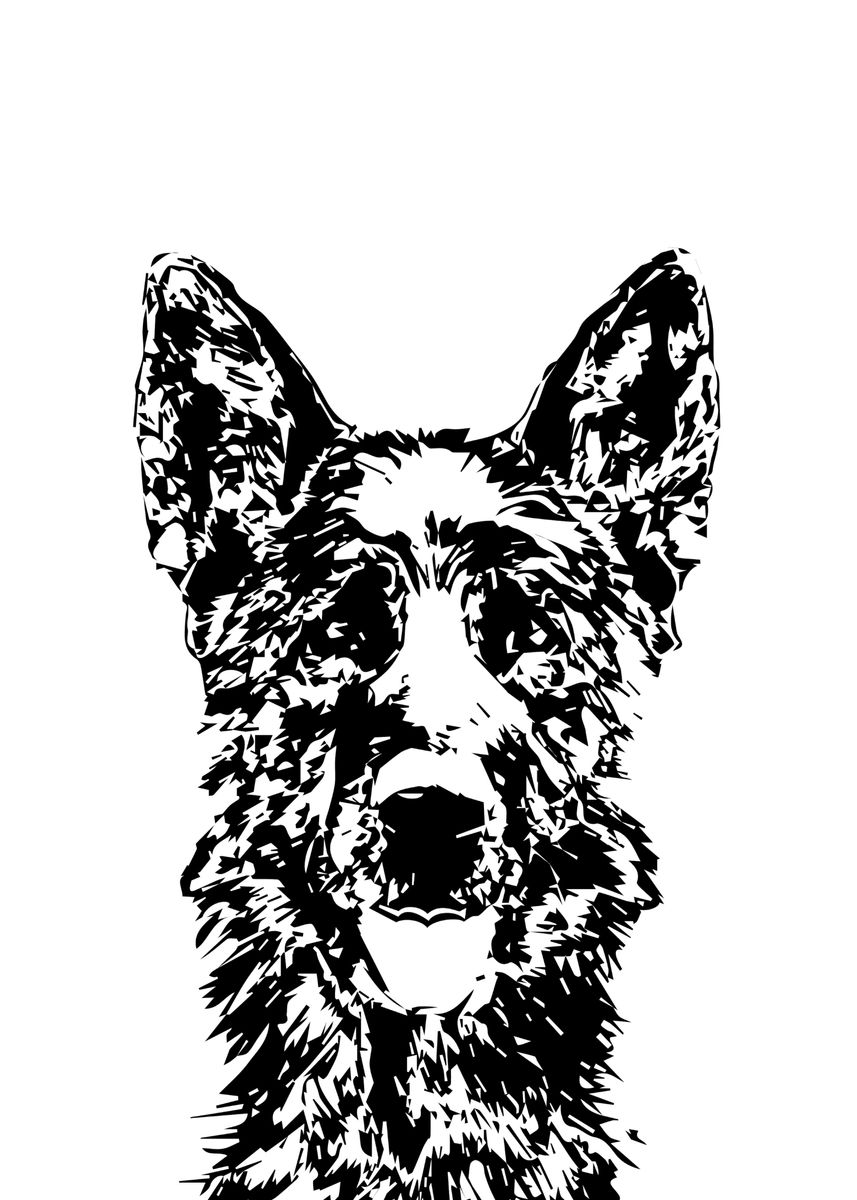 'German Shepherd Ink Pen ' Poster, picture, metal print, paint by ...