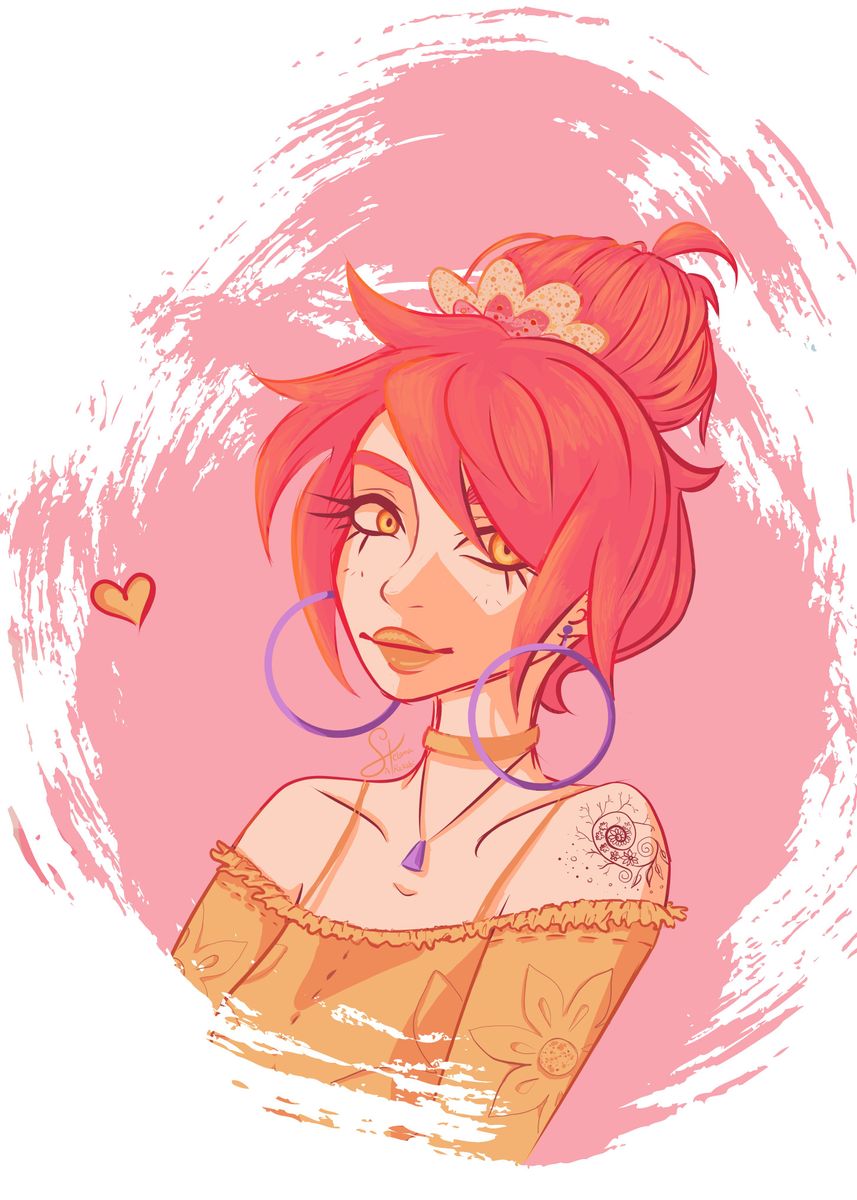 'Elemental Fiery Edge Pink' Poster, picture, metal print, paint by ...