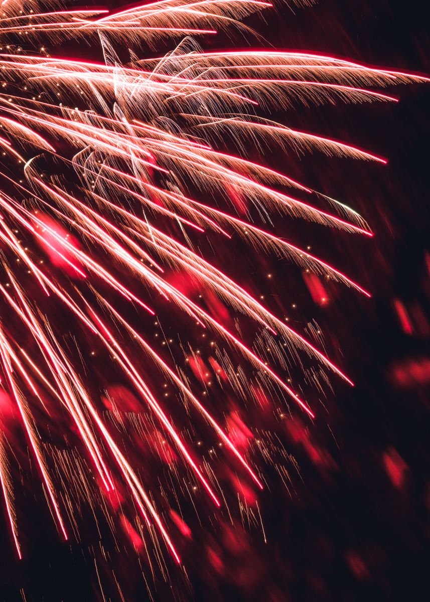 'Red Firework' Poster, picture, metal print, paint by Gatien | Displate