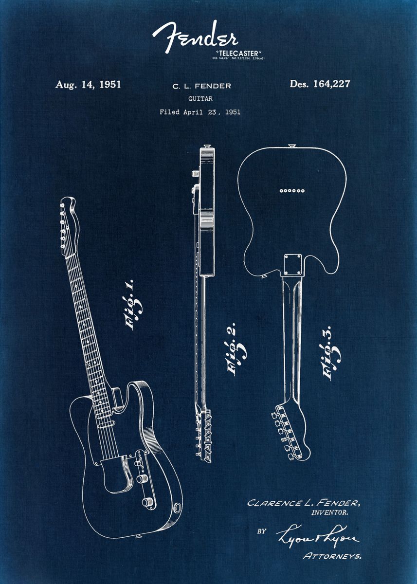 'Fender Blueprint' Poster, picture, metal print, paint by Cris de ...