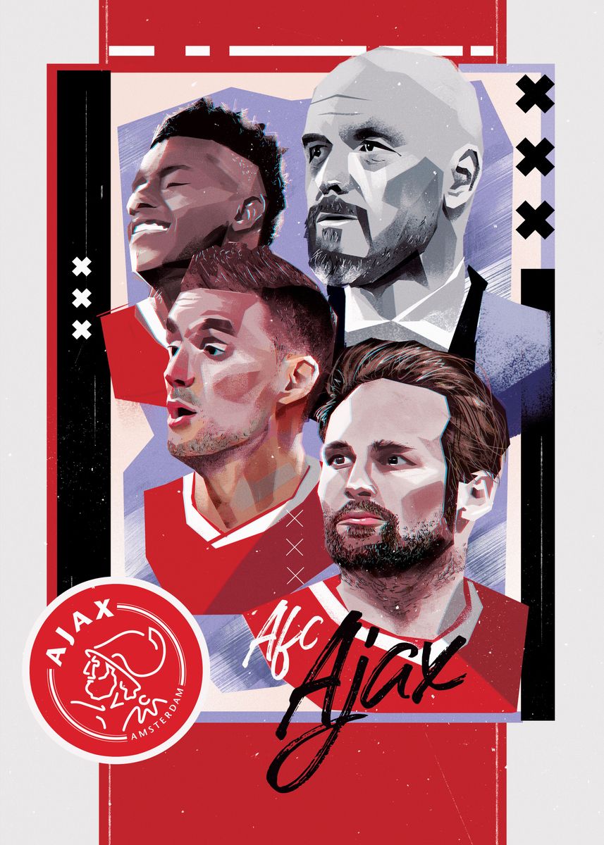 'AFC Ajax' Poster, picture, metal print, paint by Nicholas Chuan | Displate