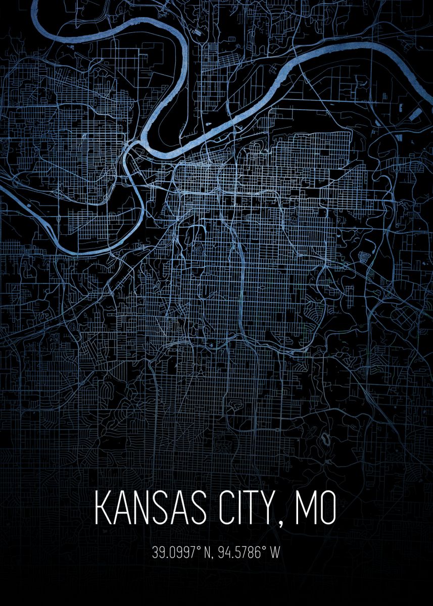 'Kansas City Map' Poster by The Trackless Road | Displate