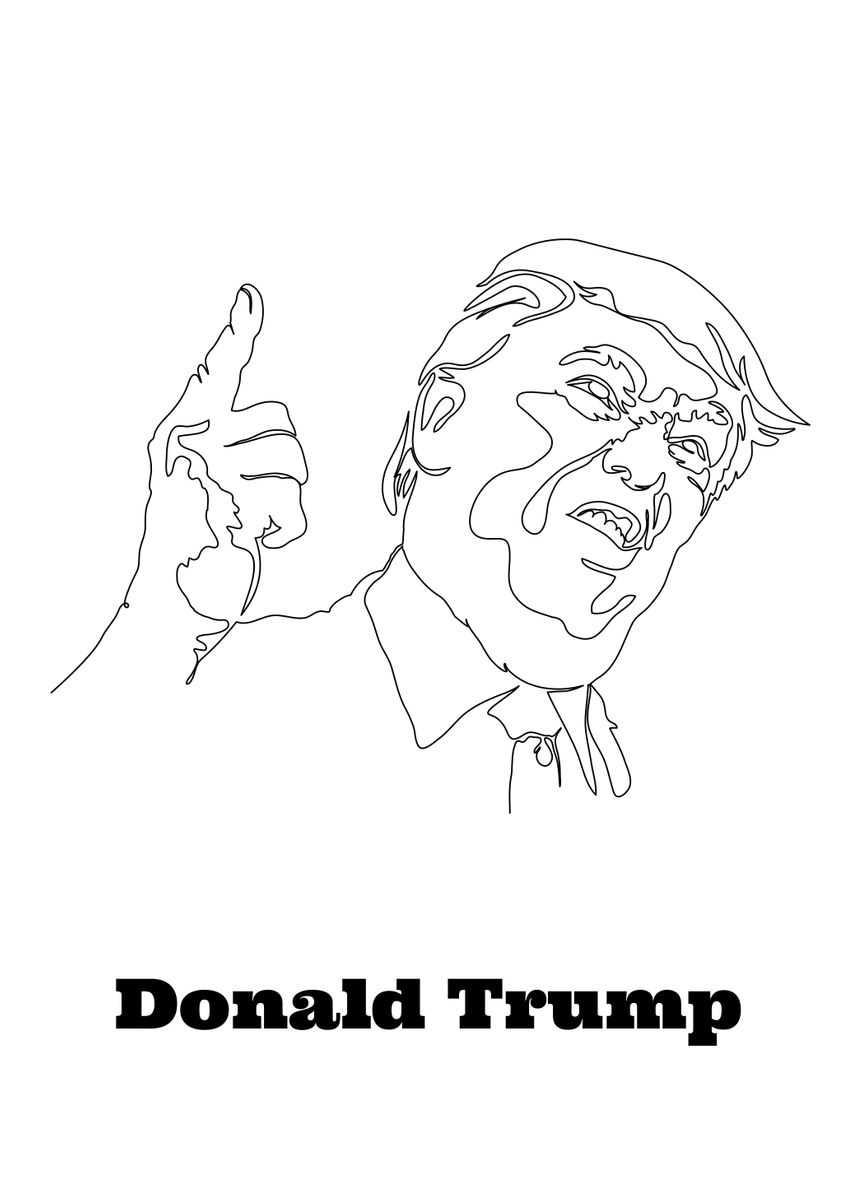 'Continuous line of Trump' Poster, picture, metal print, paint by ...