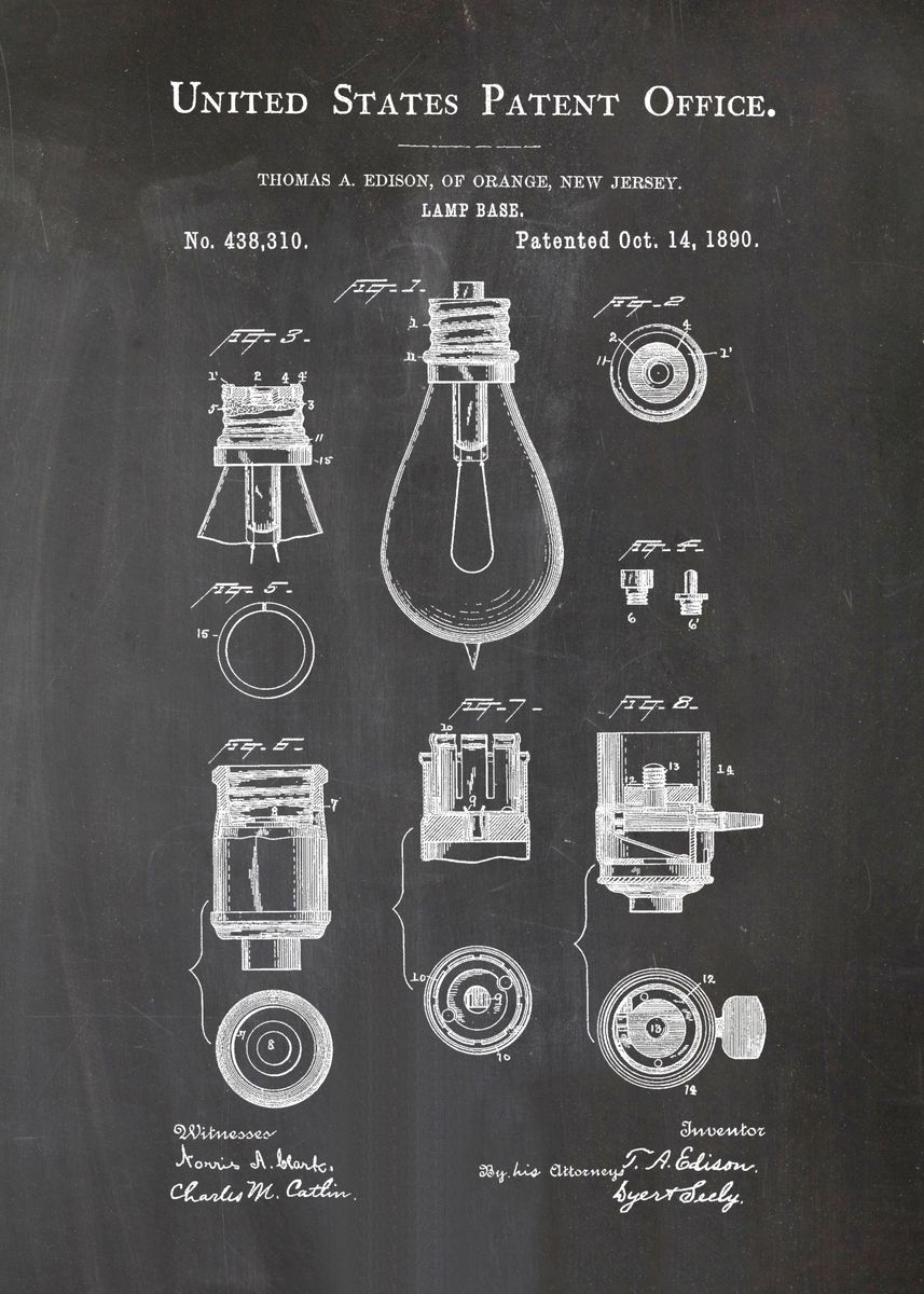 '10 Lamp Base Patent Print' Poster, picture, metal print, paint by ...