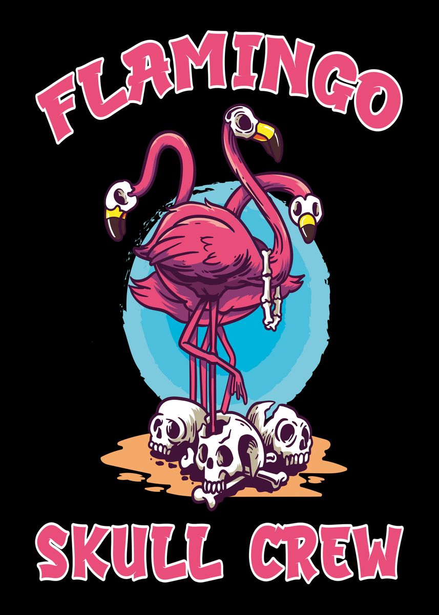 'Flamingo Skull Halloween' Poster by sytacdesign | Displate