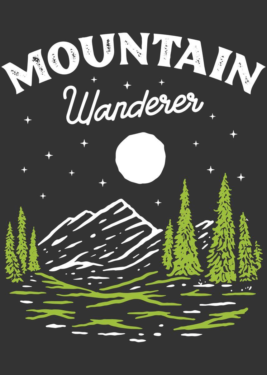'Mountain Wanderer Vintage' Poster by StonerPlates | Displate