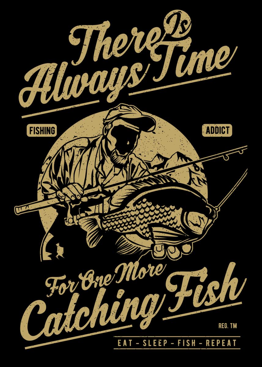 'One More Catching Fish' Poster, picture, metal print, paint by ...