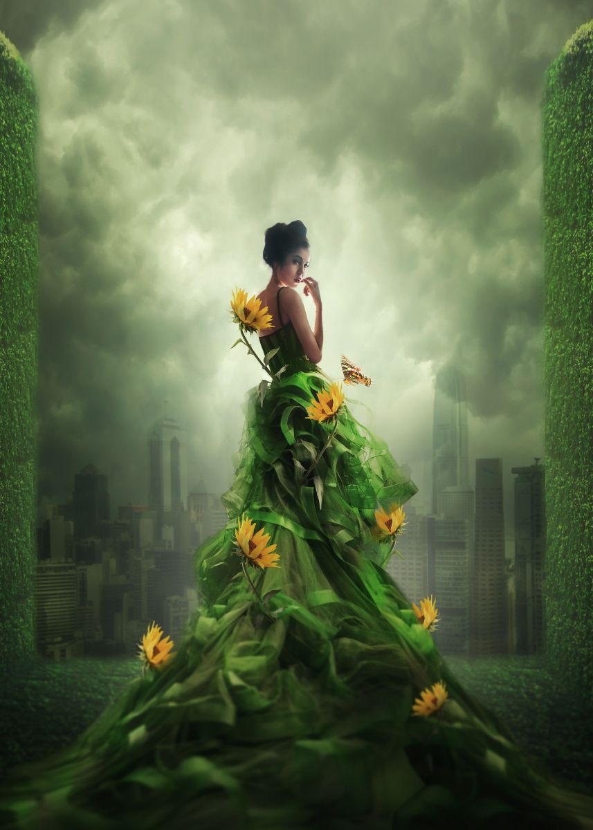 'Green Lady' Poster, picture, metal print, paint by World Class Photos ...