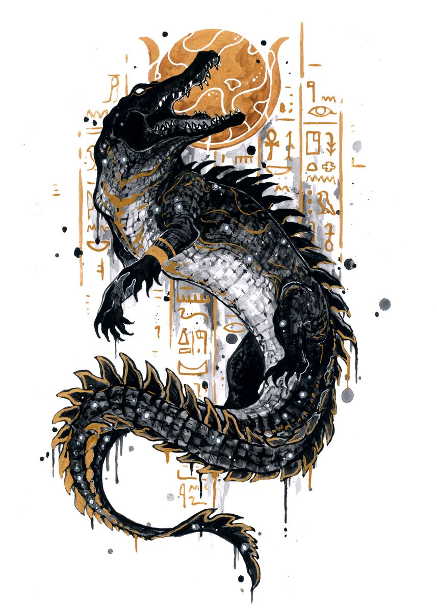 'Sobek' Poster, picture, metal print, paint by Jonna Hyttinen | Displate