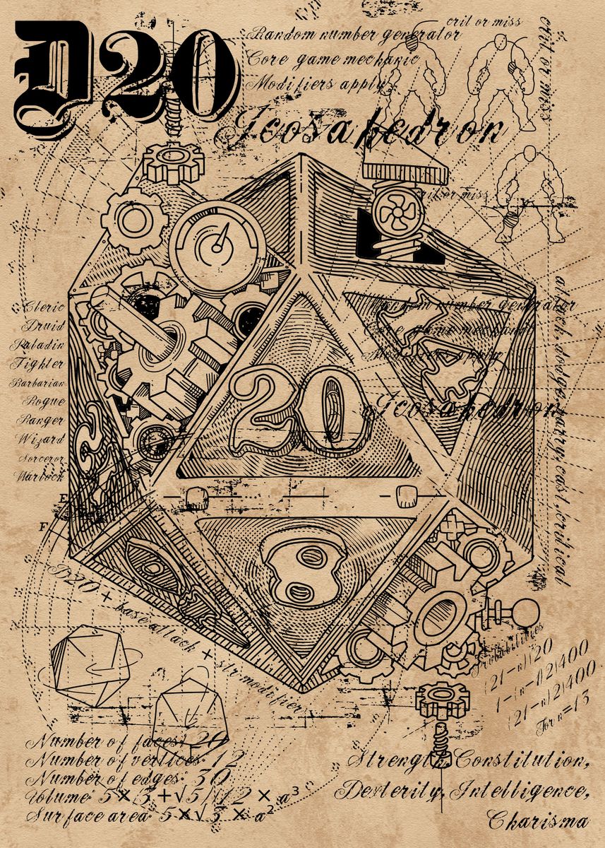 'The D20' Poster, picture, metal print, paint by M Lee | Displate