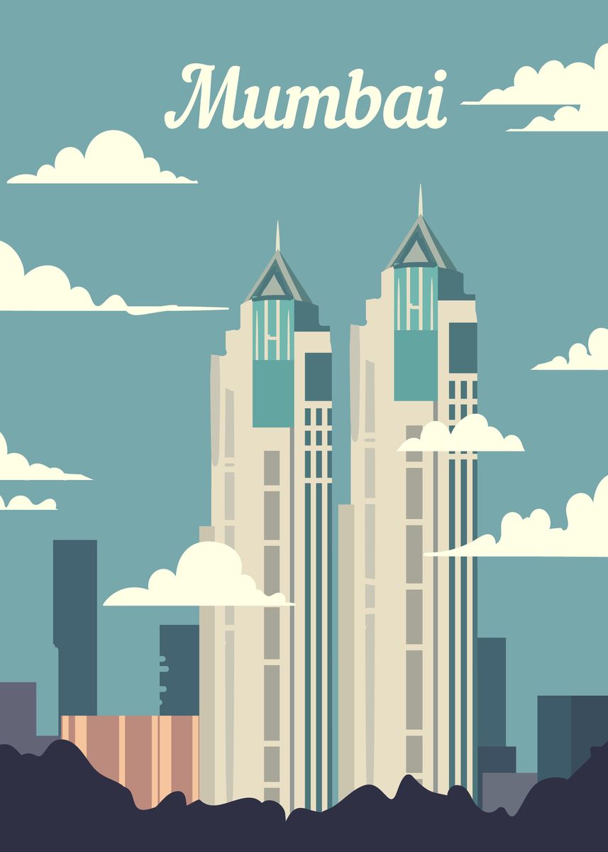 'Mumbai retro poster' Poster, picture, metal print, paint by ...