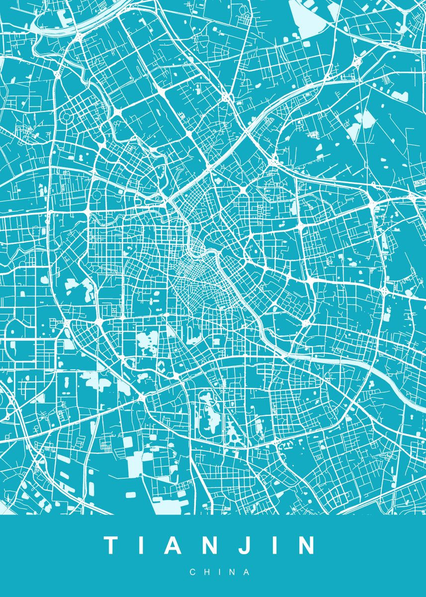 'TIANJIN City Map China' Poster, picture, metal print, paint by ...