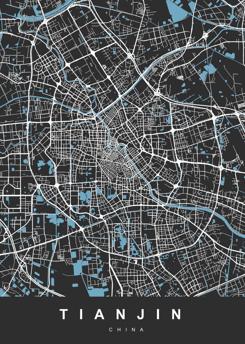 'TIANJIN City Map China' Poster by UrbanMaps | Displate